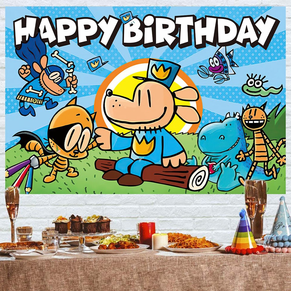 Dog Man Party Supplies Birthday Decoration Backdrop Banner Background ...