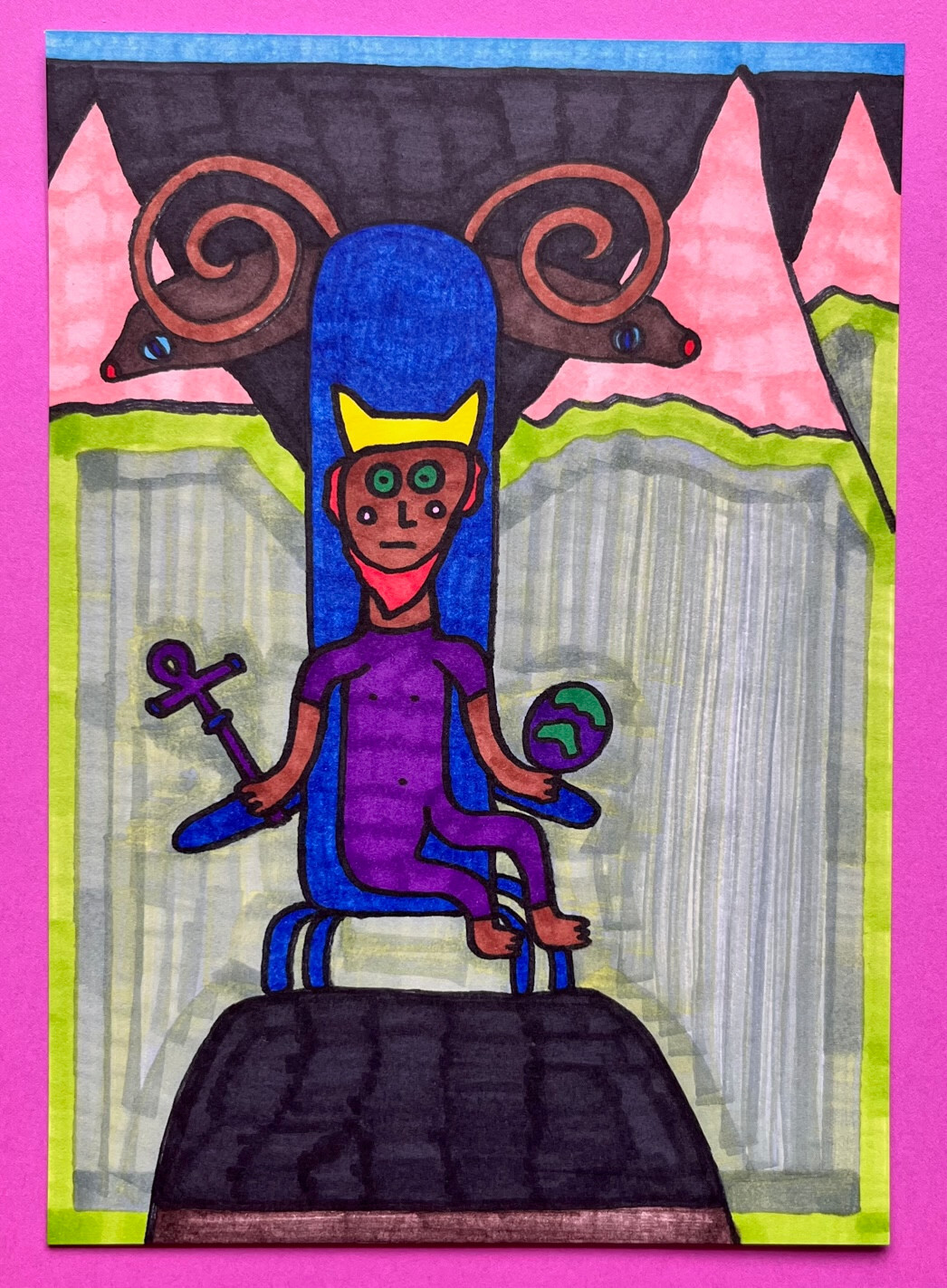 Original Art by Jay Snelling - Outsider Art Brut - The Emperor - Signed ...