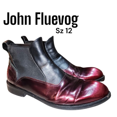 JOHN FLUEVOG HTF! SEA ANGEL MARCUS Toe Bump Red Blk Ombre Chelsea Ankle ...