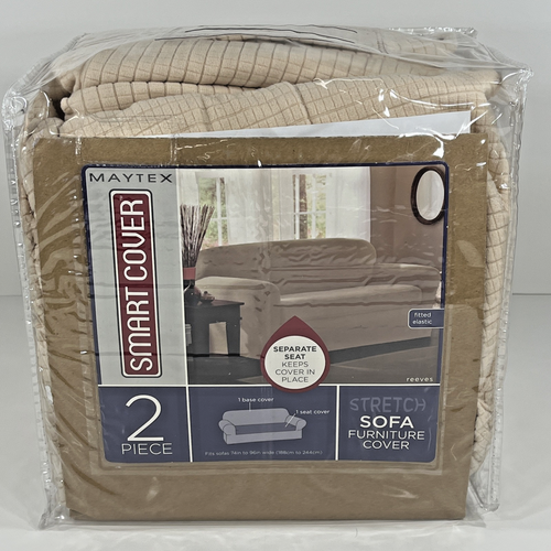 MAYTEX 74" to 96" Smart Cover Reeves 2pc Sofa Slipcover - Natural - New ...
