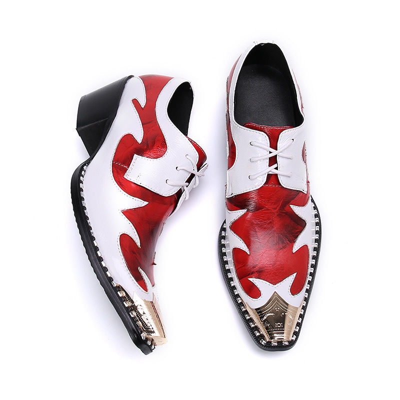 New Men's Leather Shoes Casual Shoes ,Lace Up,Hairstylist Shoes,Metal ...