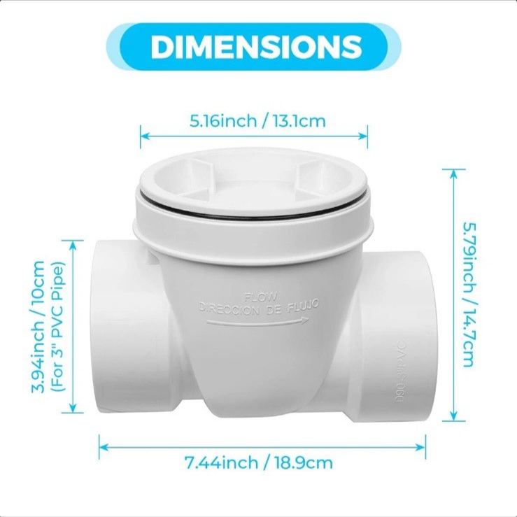 3" PVC Backwater Valve Back Flow Preventer Valve, Backflow Water Valve ...