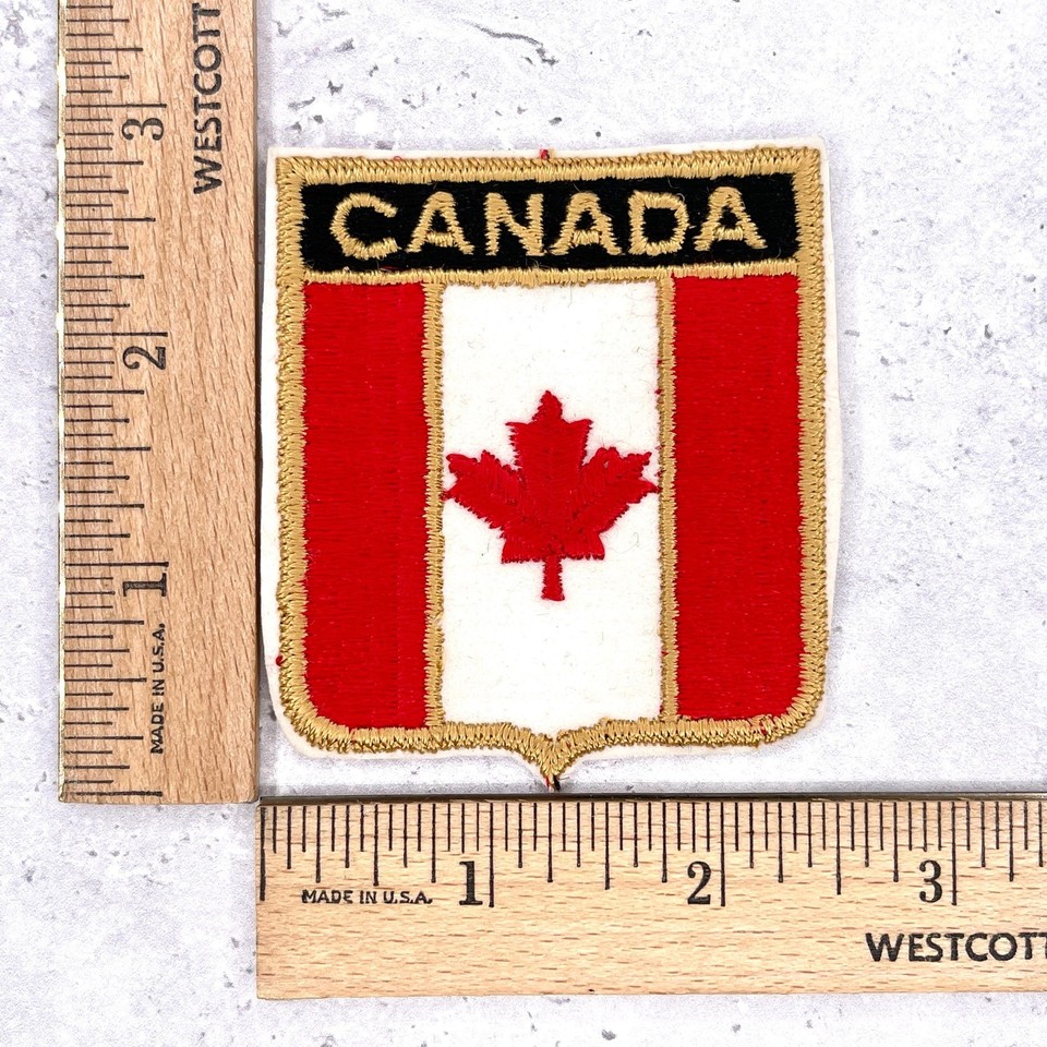 Vintage Canada Patch • Canadian Flag Maple Leaf Shield Souvenir • Iron ...