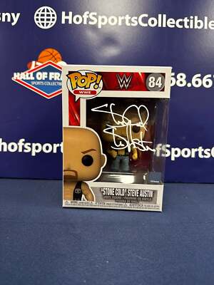 STONE COLD STEVE AUSTIN SIGNED WWE FUNKO POP #84 BECKETT WITNESSED COA ...