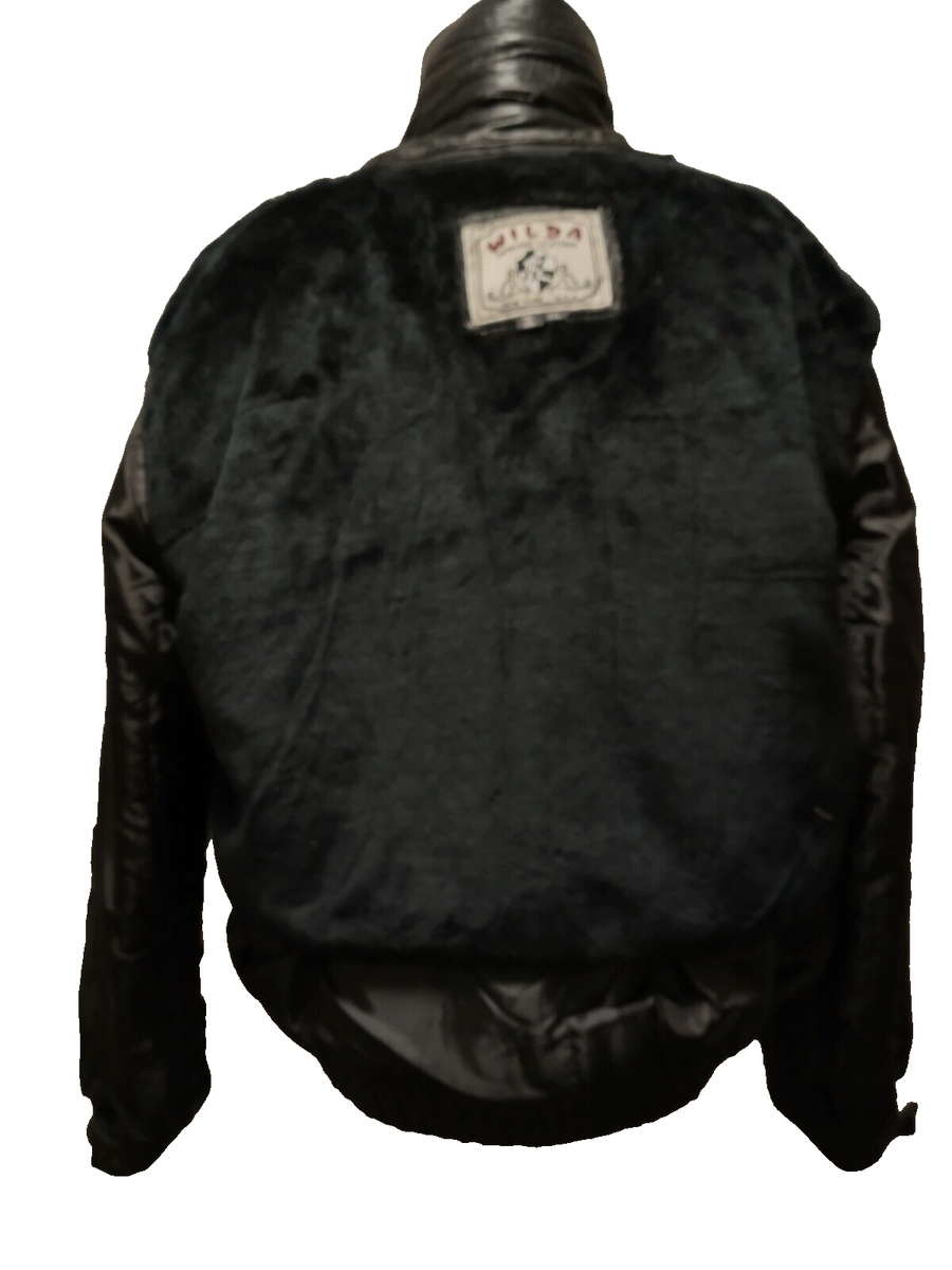 Wilda Men's Black Genuine Leather Zip Out Fur Liner Wilda Men's Black Genuine Leather Zip Out Fur Liner