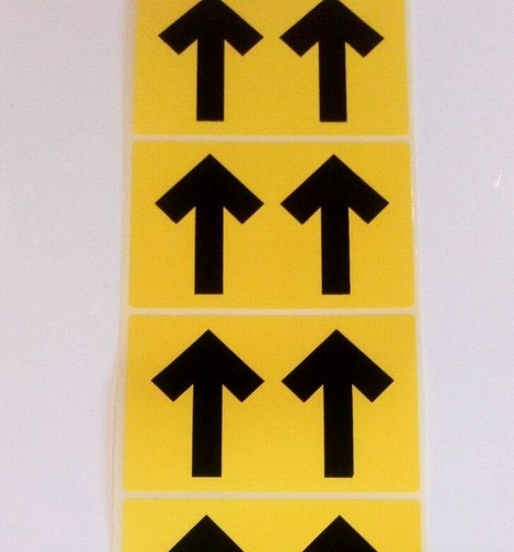 Yellow labels Black This Way Up Parcel Arrows Sticky Self Adhesive 76 x ...