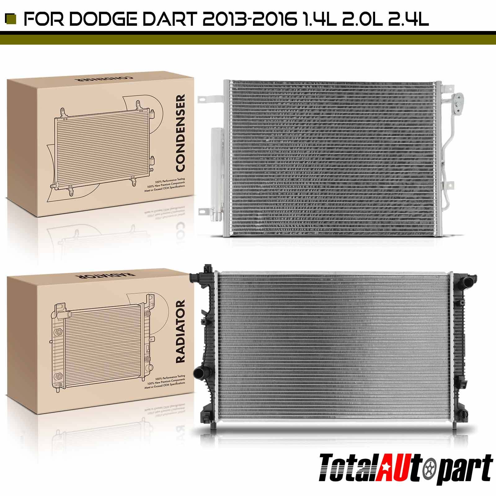 2x New Radiator & AC Condenser Cooling Kit for Dodge Dart 2013 2014 ...