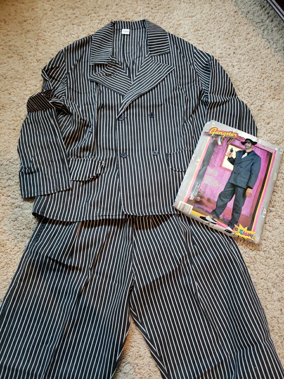 Costumania Adult Men Gangster Zuit Suit Pinstripe 2pc Halloween Costume ...