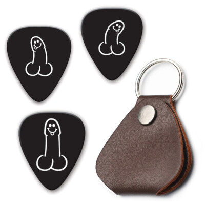 3 Pack DickPicks Guitar Plectrums & Leather Pick Holder - Floppy Semi ...
