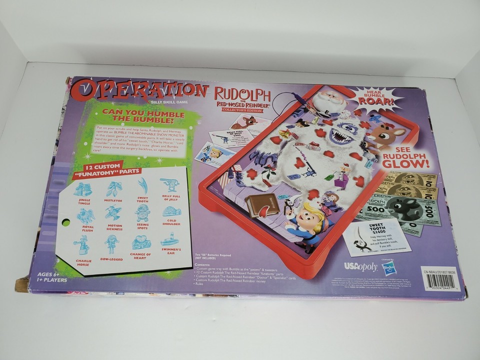 Hasbro Operation Game Rudolph The Red Noised Reindeer Christmas Edition ...