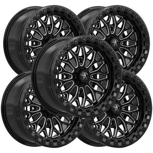 (Set of 5) MSA M53 Bolo Beadlock 15x7 4x156 +10mm Black/Milled Wheels ...