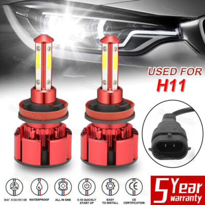 H11 H8 H9 LED Headlight Kit High Low Beam Bulb Super Bright 6500K White ...