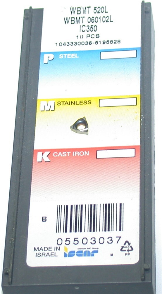 Lot of 10 New 05503037 Iscar Carbide Boring Bar & turning insert WBMT ...