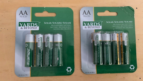 8 Yards & Beyond Solar AA Rechargeable Batteries BT-NC-AA-900-4 NIP ...
