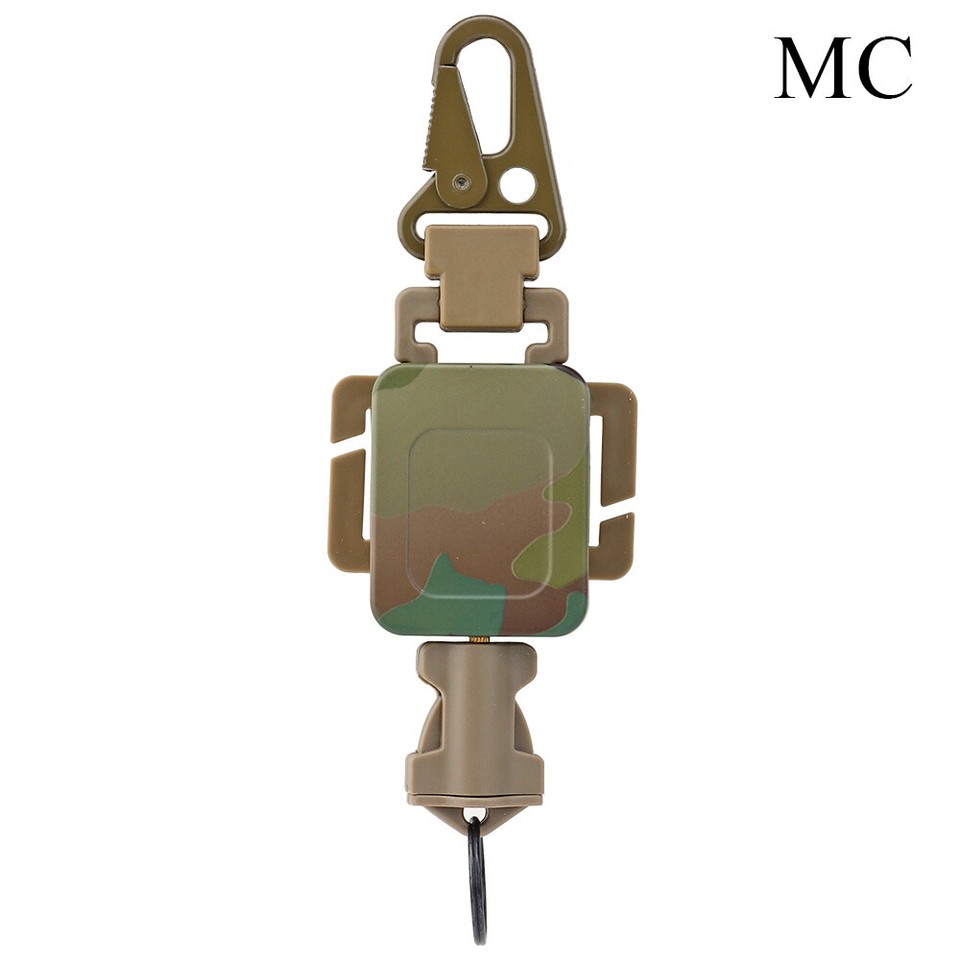 Tactical Retractable Metal Steel Key Ring Chain Nylon Rope Belt Clip ...