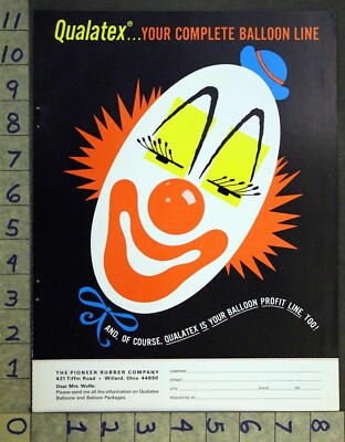 1969 CLOWN BALLOON BOZO CIRCUS PIONEER RUBBER COMP WILLARD OHIO TOY AD ...