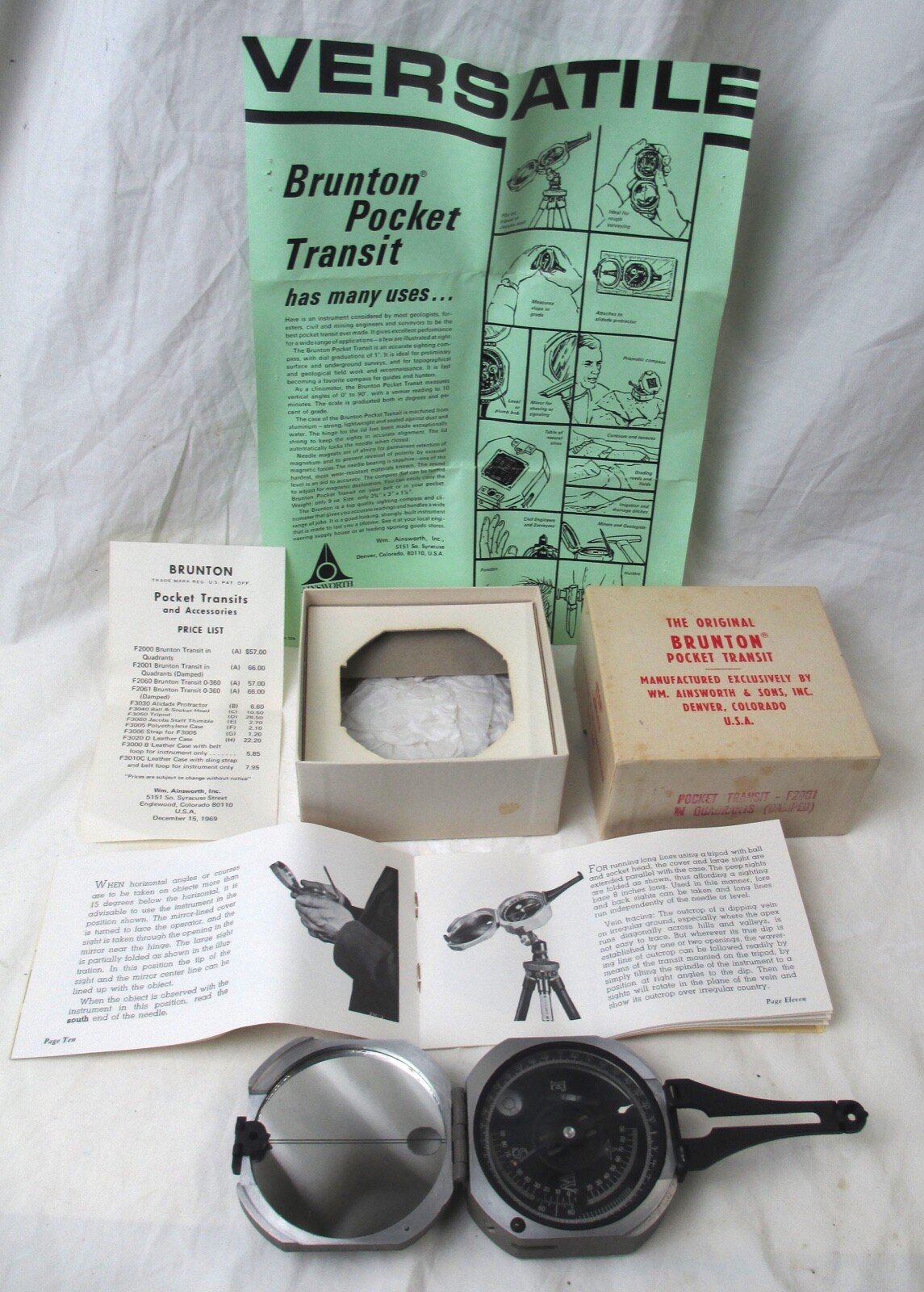 The ORIGINAL BRUNTON POCKET TRANSIT F2001 IN QUADRANTS (DAMPED ...