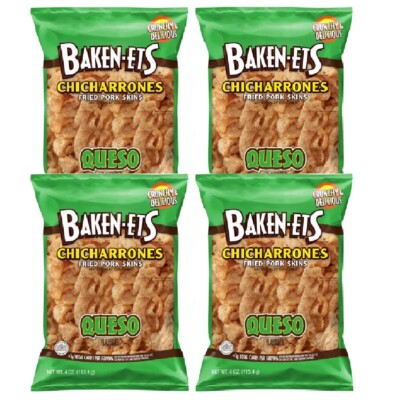 Frito-Lay BAKEN-ETS QUESO Fried Pork Skins Chicharrones 4 Oz. (4 Bags ...