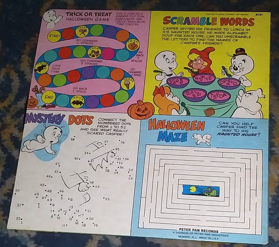 HAUNTED HOUSE TALES / CASPER THE FRIENDLY GHOST 1973 PETER PAN LP 8131 ...