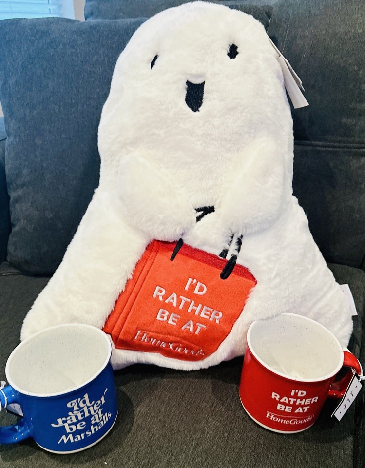 New SET Ghost Pillow I’d Rather Be At Homegoods & Marshalls Mugs ...