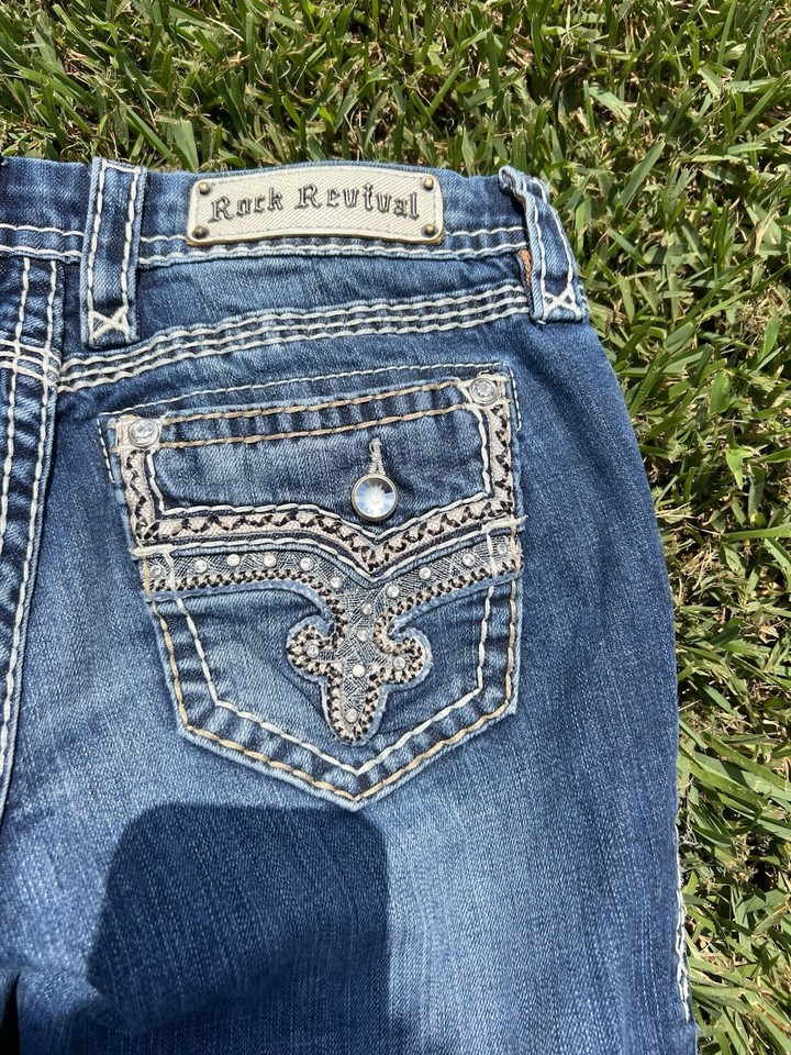 Rock Revival Easy Capri Jeans Womens Size 27 Dark Wash 29x22.5 | eBay