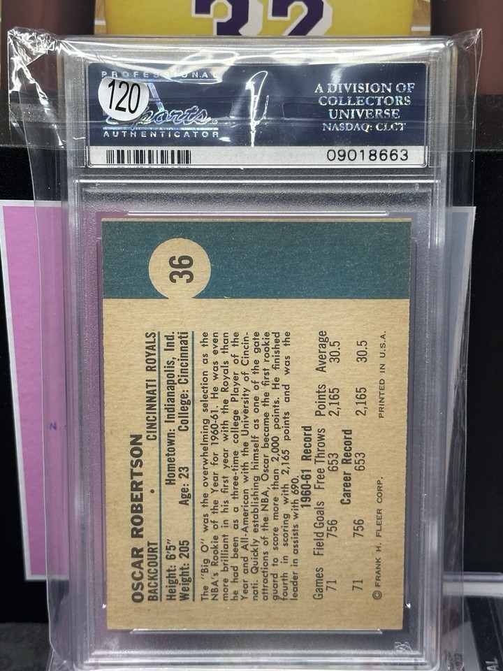 1961 Fleer Oscar Robertson Rookie Card PSA 8 Nr Mt Mint Basketball #36 ...