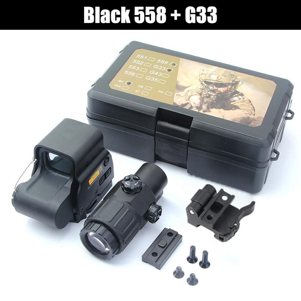 558 Holographic Red Dot Sight + G33 3x / G45 5x Magnifier Mount US | eBay