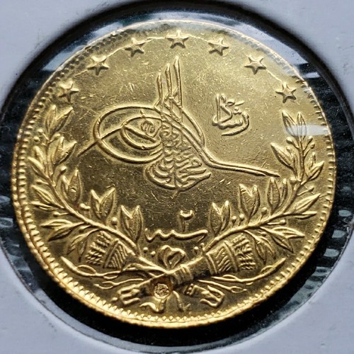 AH1327 /4 (1909) TURKEY 100 Kurush KM#754 Gold Muhammad V Coin Ottoman ...