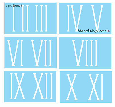 Roman Numeral Stencil 5" Skinny Number Clock Shabby Cottage Vintage ...