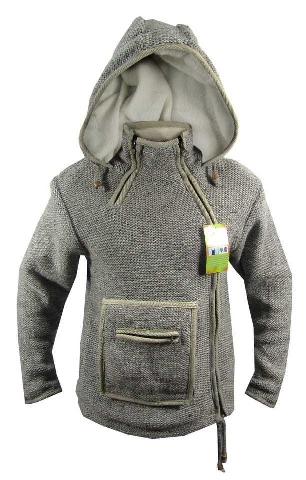 Sheep Wool Hippie Boho Winter Side Zip Woollen Hand Knitted Nepalese ...