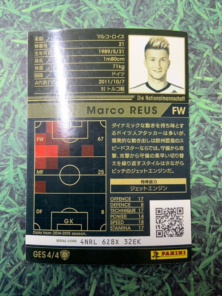 Panini WCCF 2015-16 Marco Reus Borussia Dortmund Refractor Soccer card ...