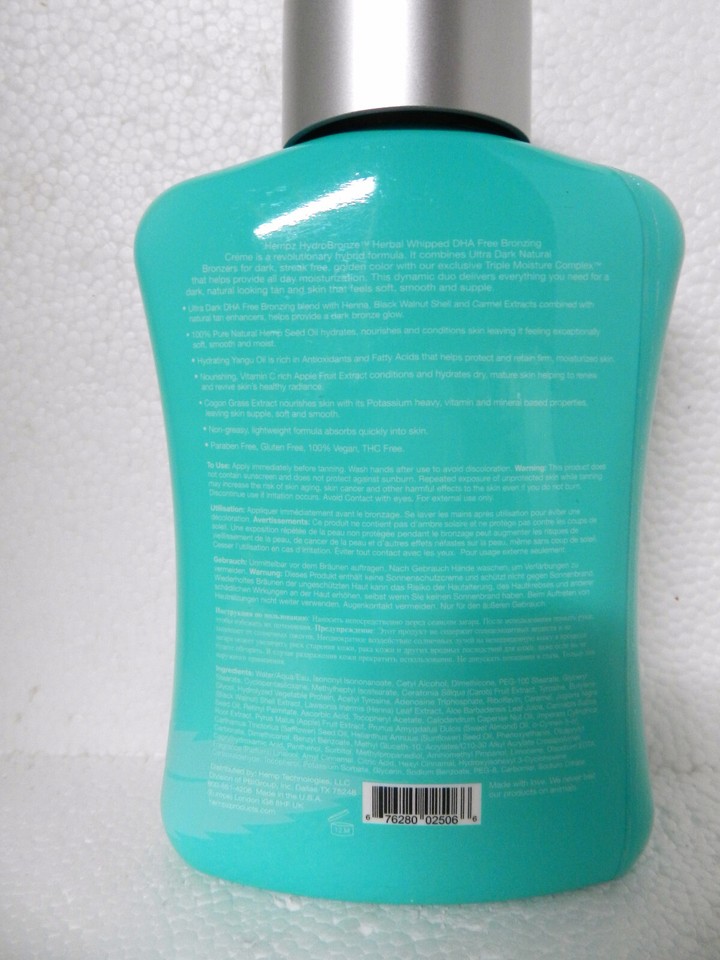 HEMPZ HYDROBRONZE ULTRA DARK BRONZER DHA FREE TANNING LOTION BY SUPRE ...