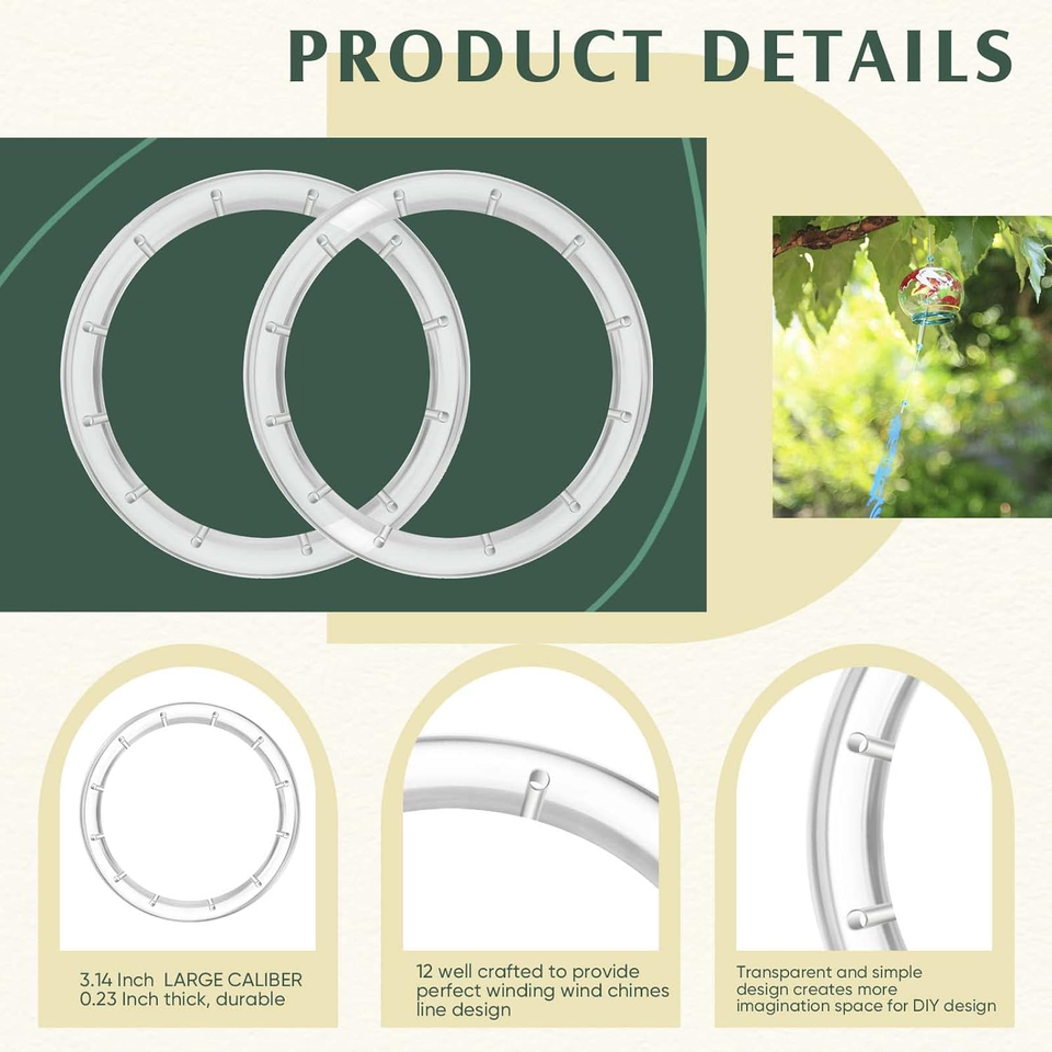 20 Pieces Wind Chime Supplies DIY Top Circles of Wind Chime Kit with 2 ...