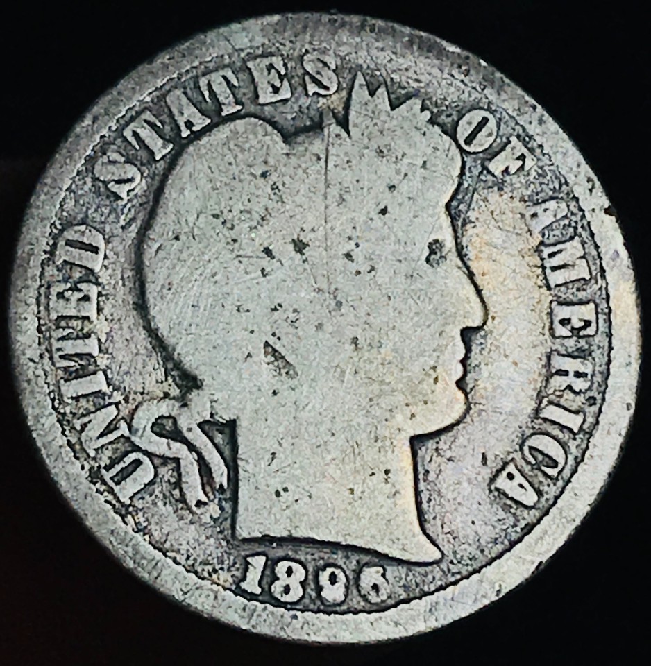1896 O Barber Dime 10c Liberty Head Ungraded Circulated Silver US Coin ...