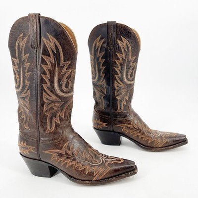 Lucchese Classics Women’s 7 Brown Leather Western Stitch Snip Toe ...