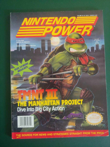 Vtg 1992 NINTENDO POWER Game Magazine TMNT III Turtles Vol. 33w ...