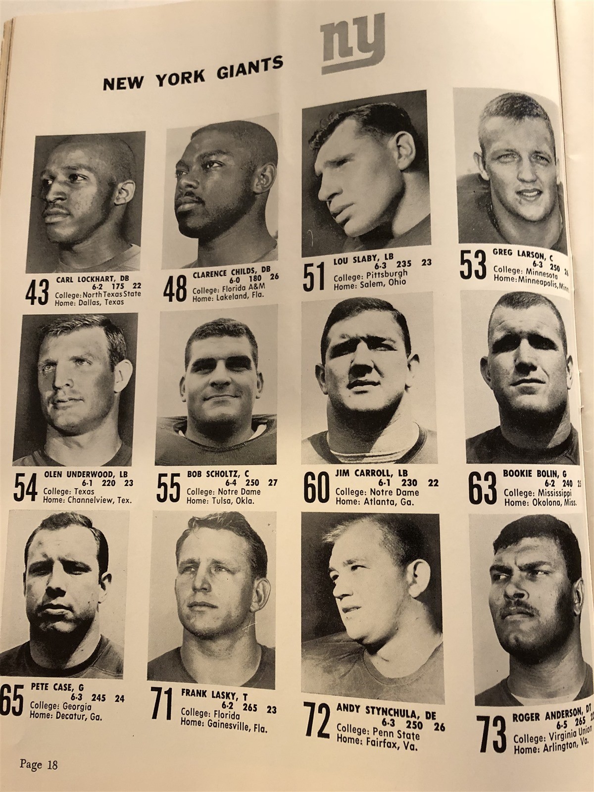 1965 NEW YORK GIANTS vs WASHINGTON REDSKINS Official Program 62 pages ...