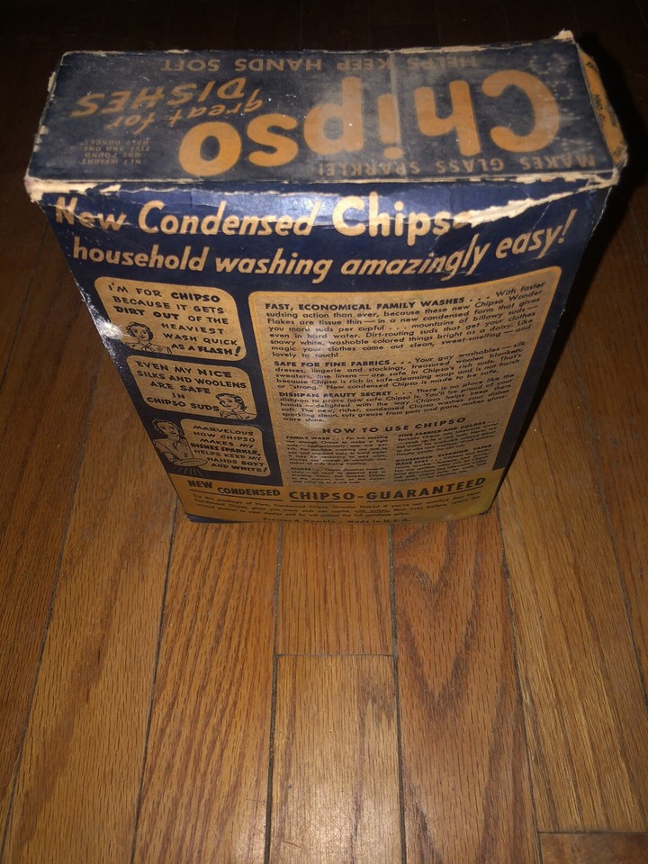 ANTIQUE UNOPENED CHIPSO LAUNDRY SOAP DETERGENT BOX VINTAGE CLEANER USA ...