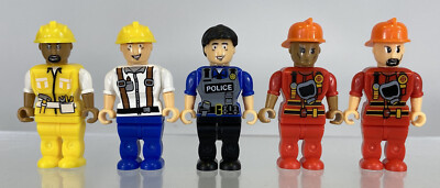 Block Tech Fire Department Police Man Construction Lot Of 5 Brick Mini ...