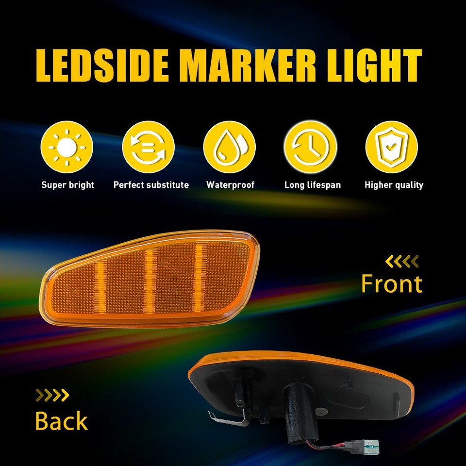 For Jeep Renegade 2015-23 Amber LED Front Side Marker Lights Lamp2-10X ...