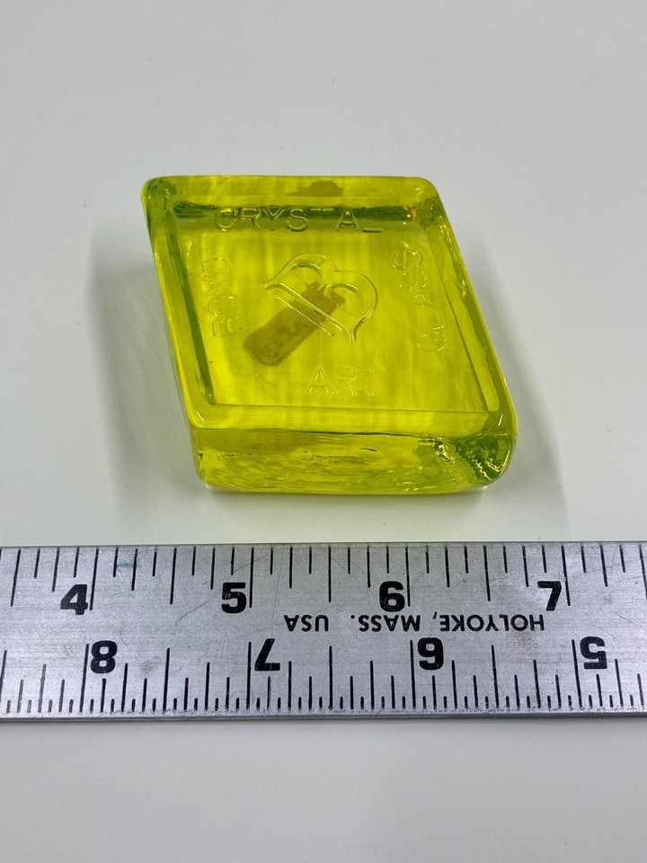 Vintage Boyd Crystal Art Glass Firefly Vaseline Yellow UV Logo ...