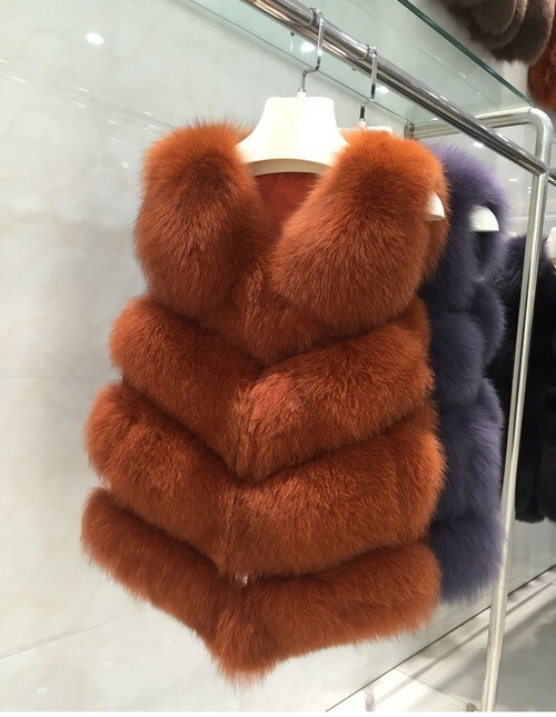 Women Fur Vest Real Natural Fur Vest Coat Real Jacket Real Fox Fur ...