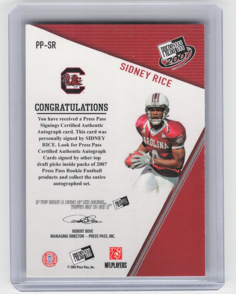 2007 Press Pass Collectors Series #PP-SR Sidney Rice Auto #'d /250 | eBay