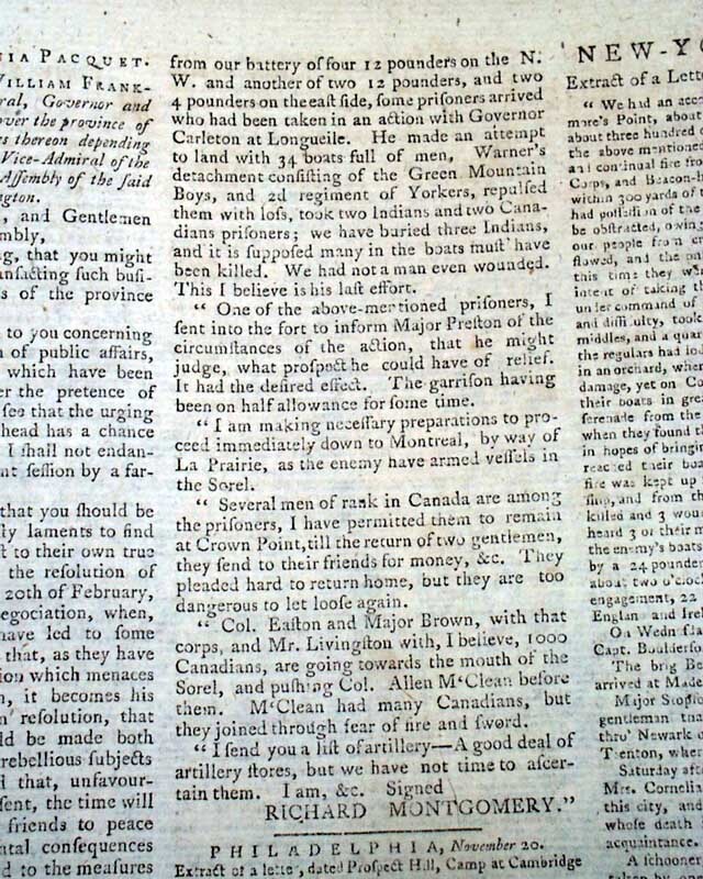 Very Rare REVOLUTIONARY WAR Spy Publisher James Rivington Tory 1775 ...