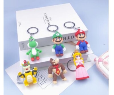 lot anime Super Mario PVC mix Keychain Key Chain boy Keyring party gift ...
