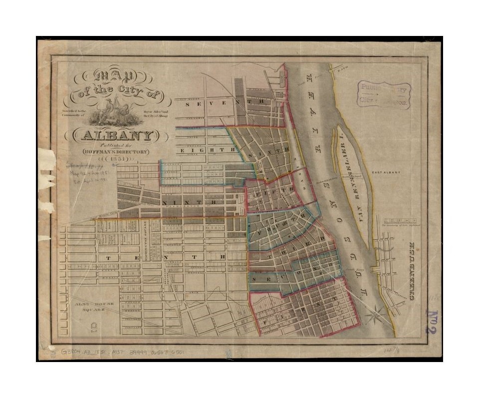 1851 Map New York|Albany|Albany of the city of Albany Shows lots ...