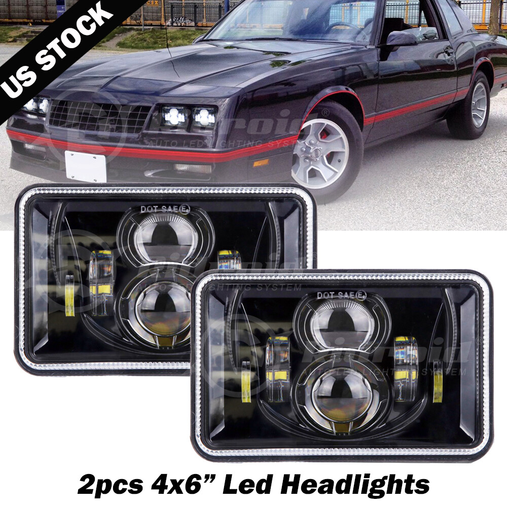 2x 4x6" Square LED Headlights High low For Chevrolet S10 1997 1996 1995 ...