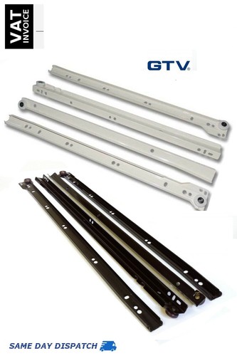 Metal Roller Bottom Fix Kitchen Drawer Runners Slides 250mm-600mm White ...