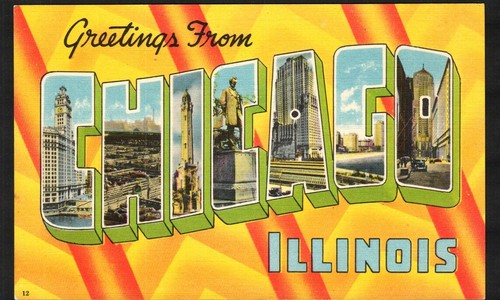 Chicago IL Large Letter Postcard Greetings Linen Unposted | eBay