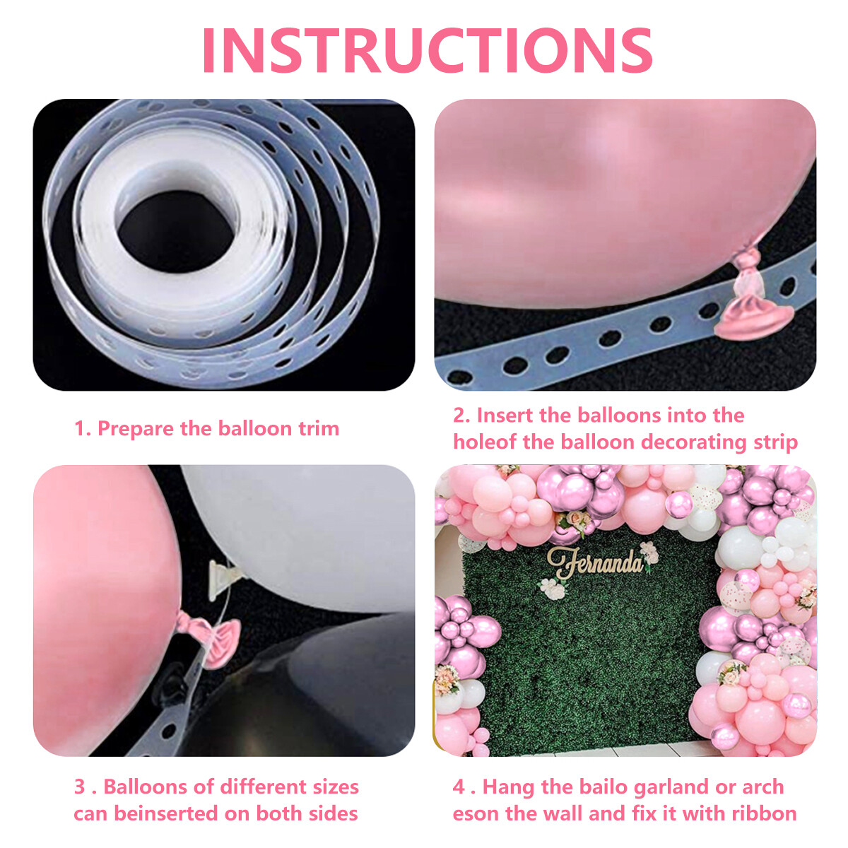 125Pcs Balloon Arch Kit Pink Balloons Garland Arch Set with Balloon ...